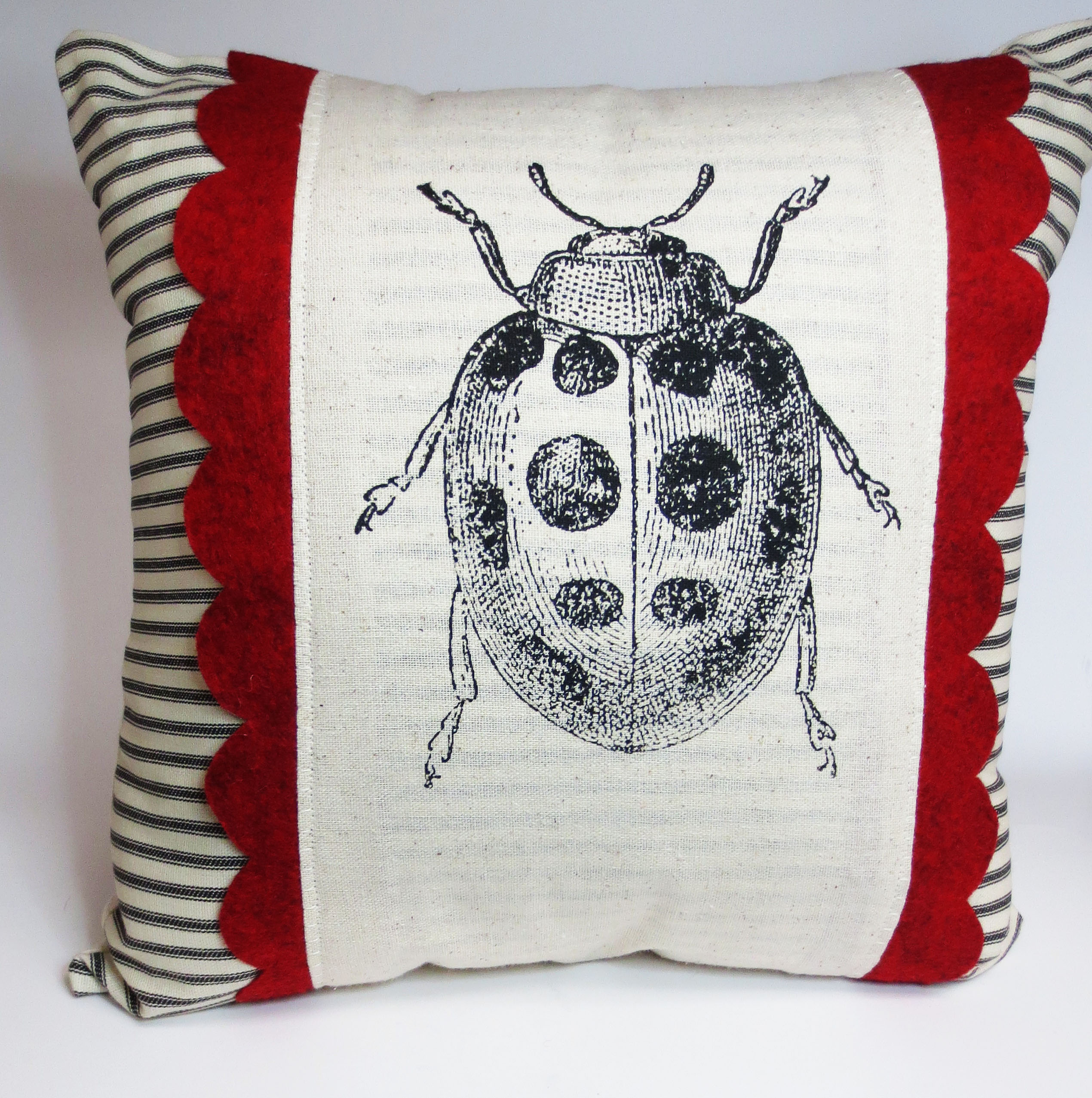 Decorative Throw Pillow Cushion Cover With Lady Bug Screen Print In ...